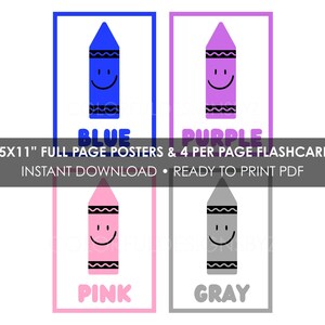 Crayon Color Posters & Flashcards | Printable Preschool Classroom Decor ...