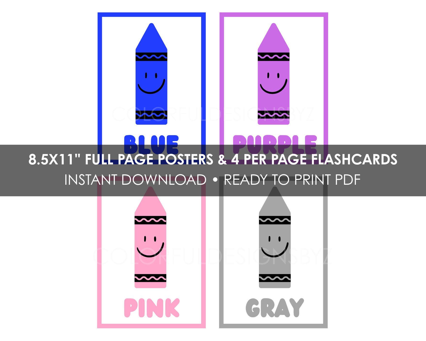 Crayon Color Posters & Flashcards | Printable Preschool Classroom Decor ...