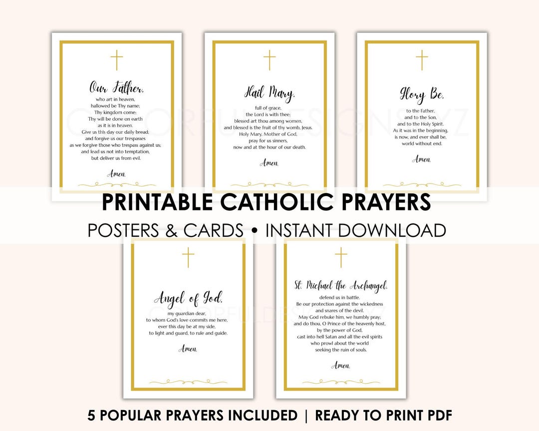 Catholic Prayer Cards & Posters Bundle | 5 Popular Prayers | Our Father ...