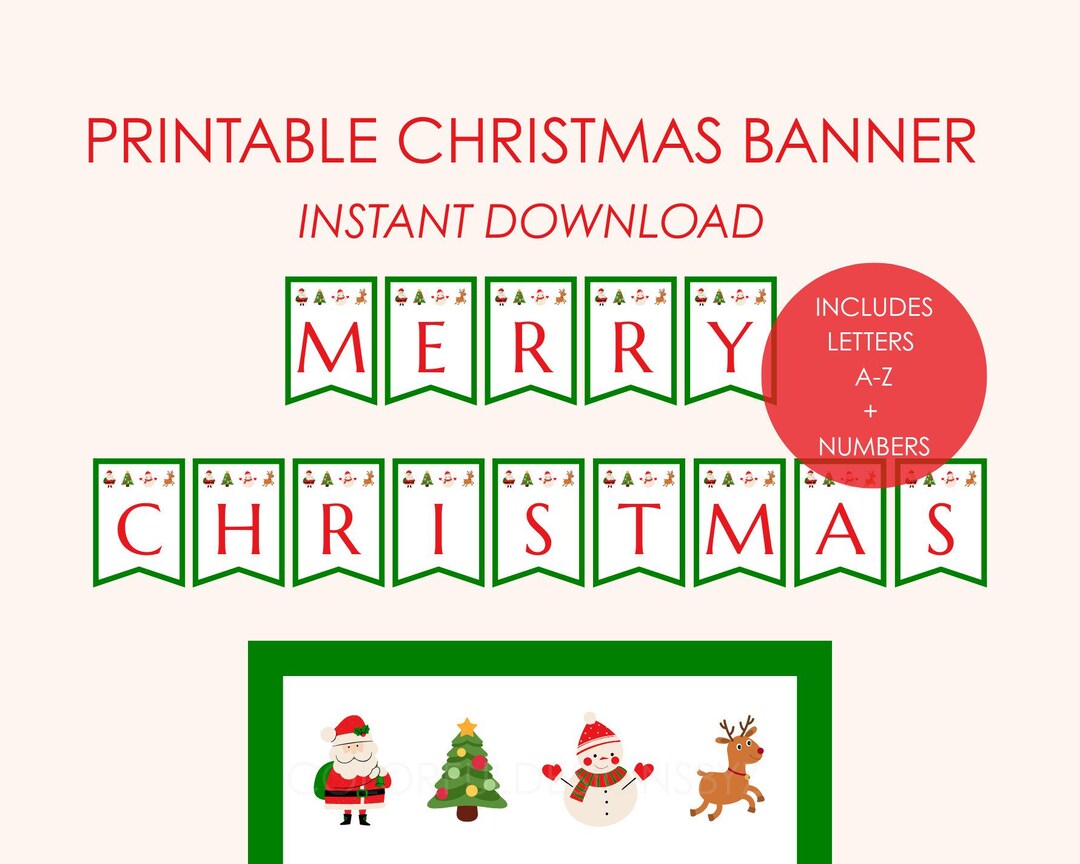 Christmas Banner Printable | Merry Christmas Banner A–Z Letters ...