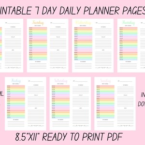 Printable Daily Planner | 7-day Pastel Planner PDF | Hourly Schedule ...