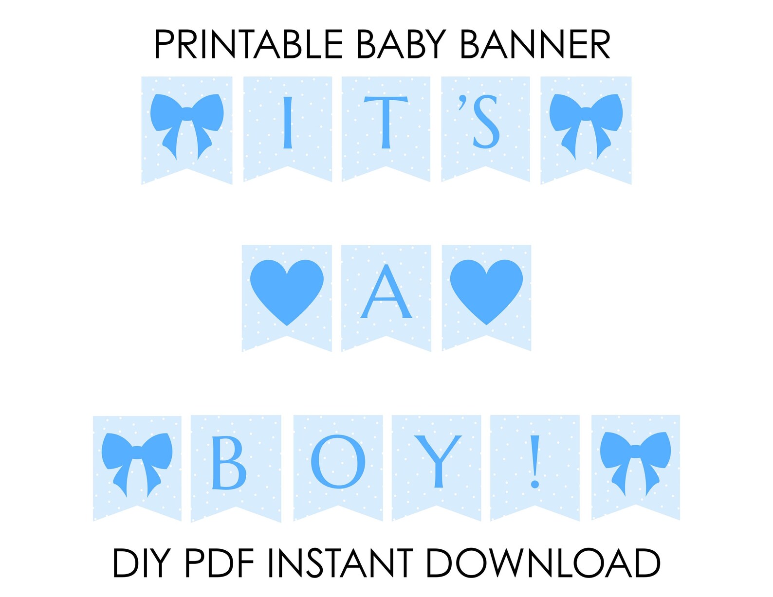 Printable Baby Banner | Blue Polka Dot DIY Baby Shower Banner | It's A ...