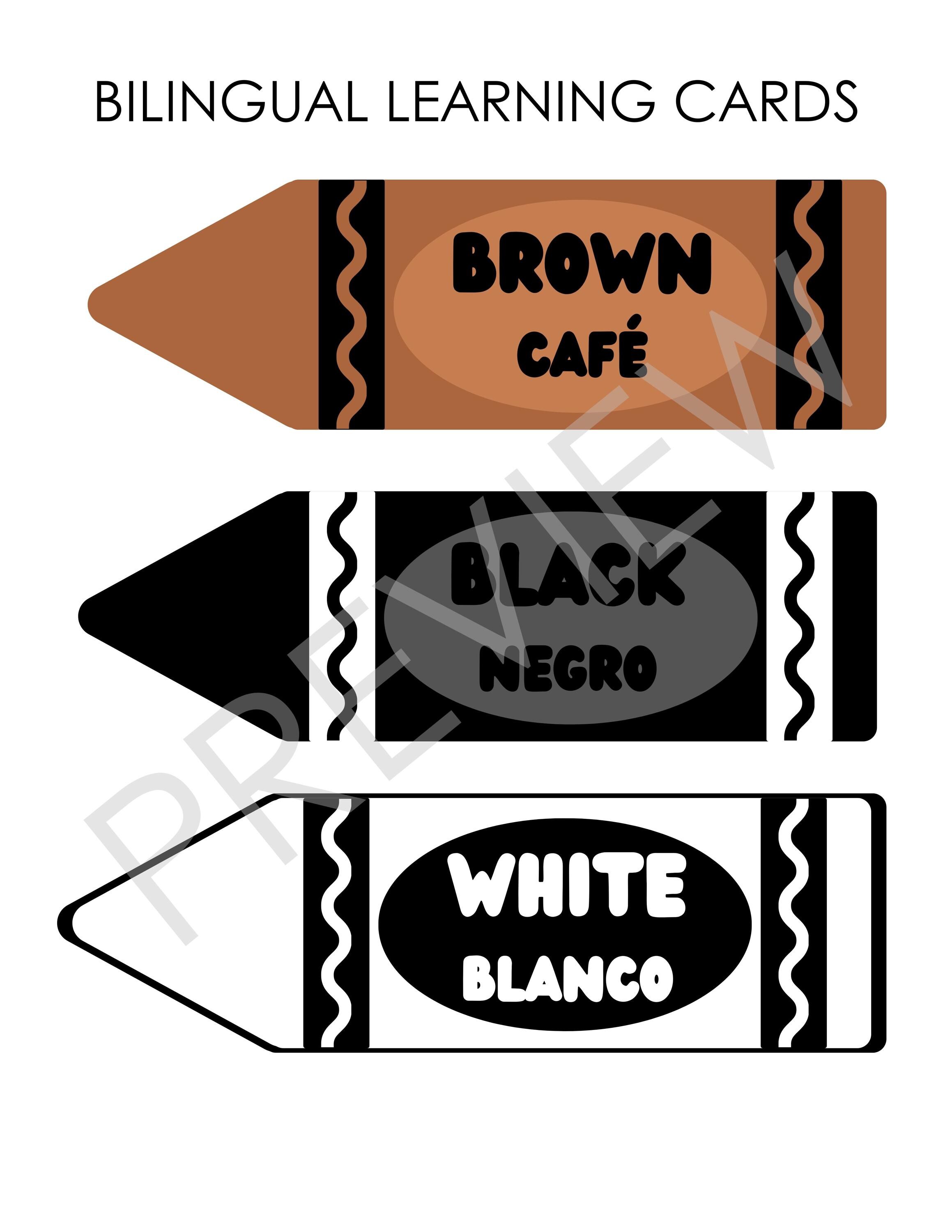 Printable Crayon Color Flashcards in English and Spanish | 11 Colors ...