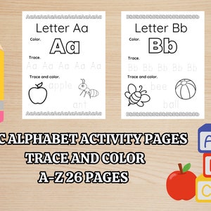 Printable Alphabet Trace and Color Pages for Preschool, Kindergarten ...