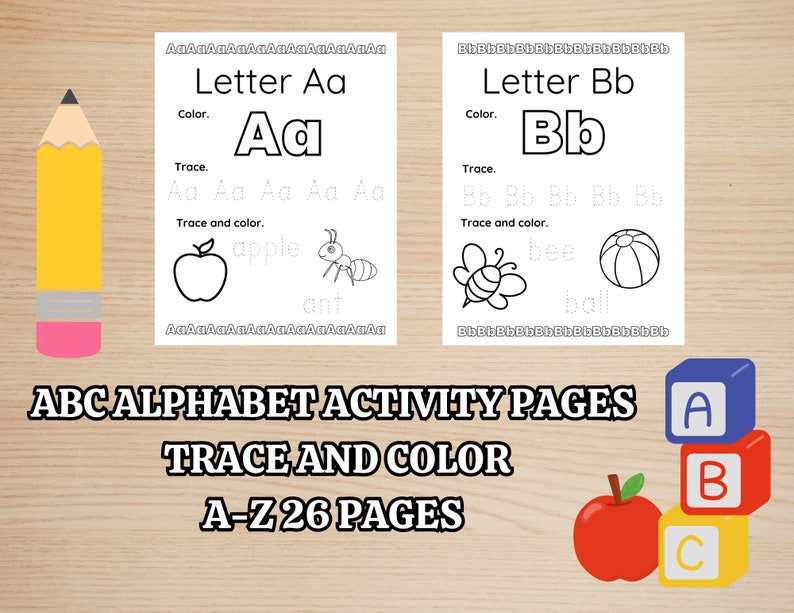 Printable Alphabet Trace and Color Pages for Preschool, Kindergarten ...