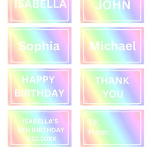 Pastel Rainbow Editable Name Tags Printable | Customizable Labels ...