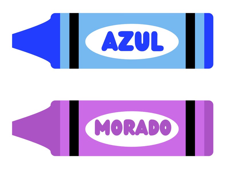 Printable SPANISH Crayon Colors Display Learning Color Words in SPANISH ...