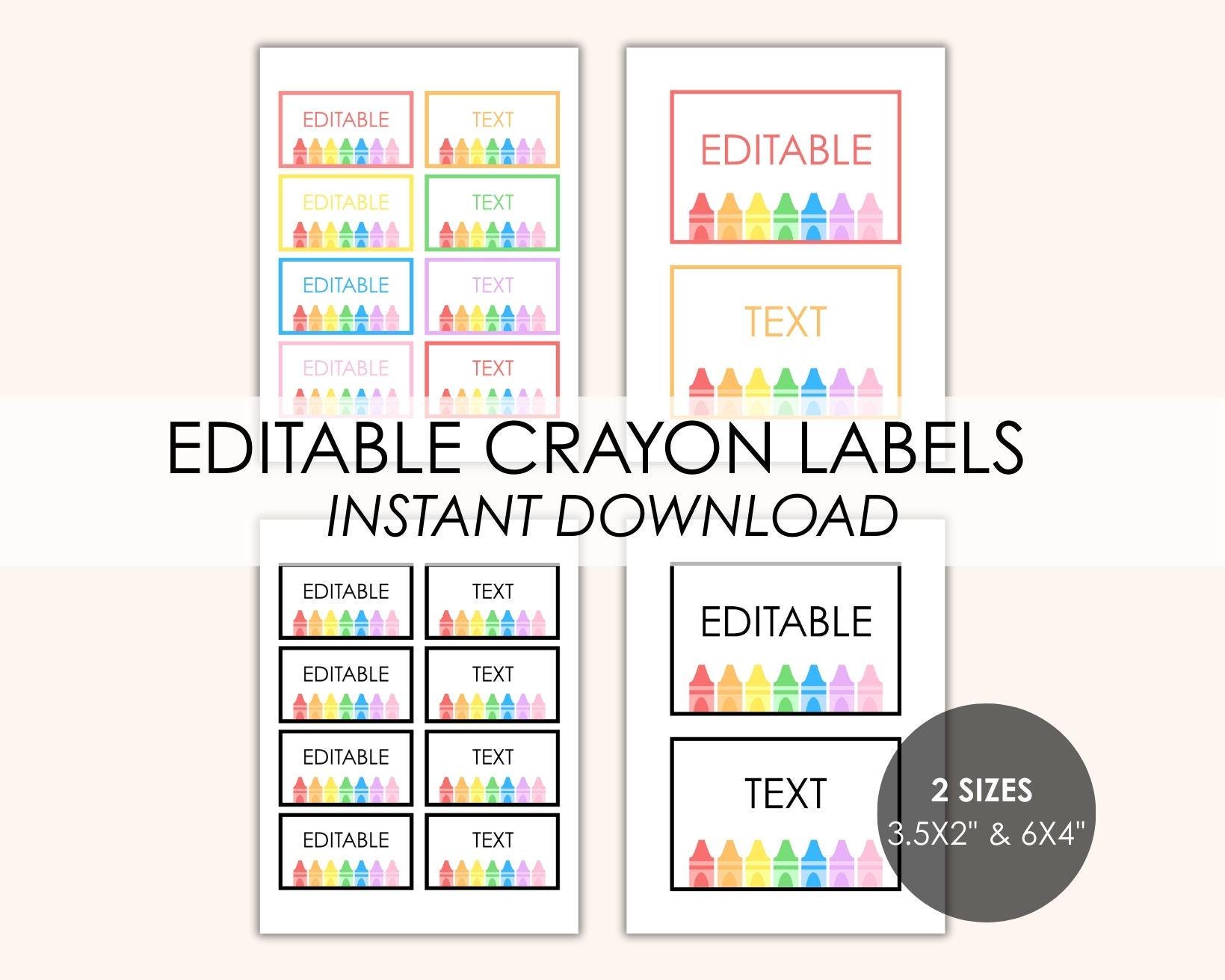 Editable Crayon Classroom Labels – Pastel & Black Border – 3 Sizes ...