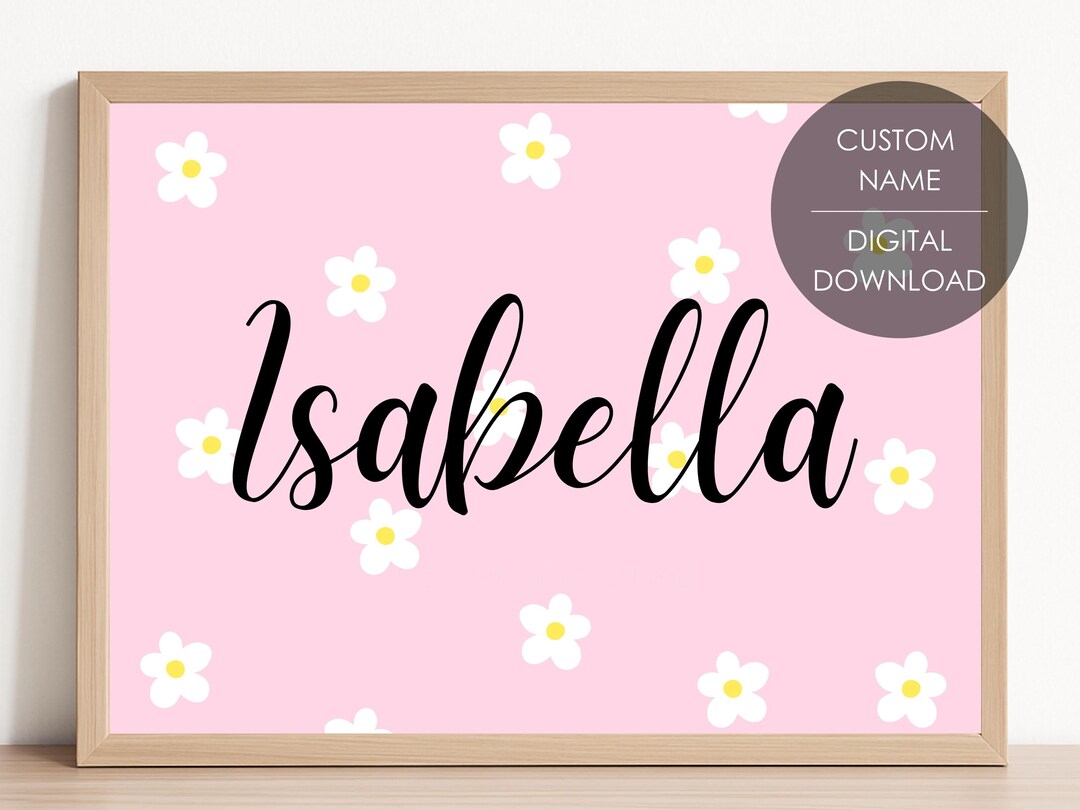 Personalized Daisy Name Print | Pastel Floral Nursery Wall Art | Custom ...