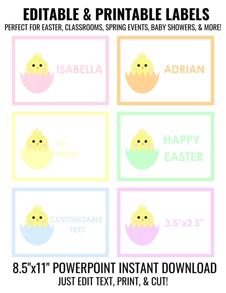 Editable Easter Chick Name Tags - Printable Classroom Labels - Pastel ...