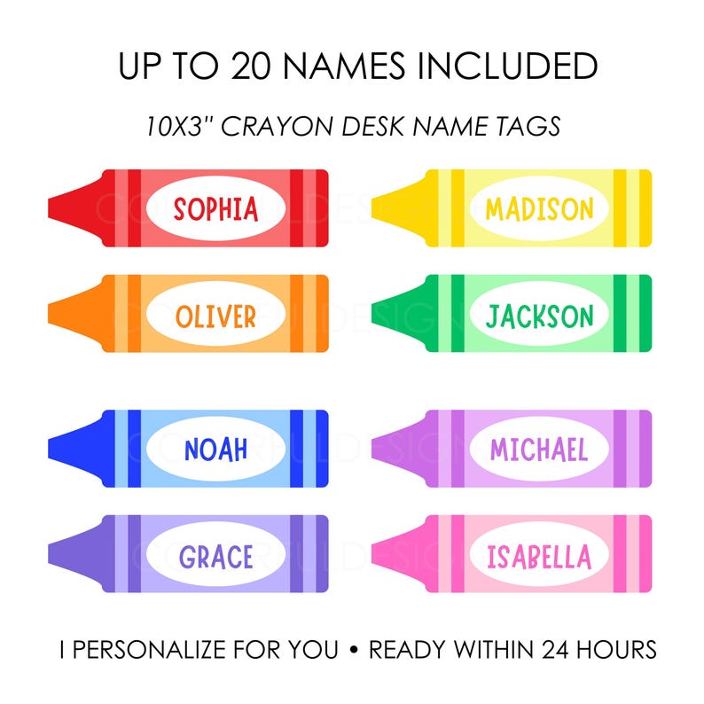 Personalized Crayon Name Tags Printable for Classroom Desks - Etsy