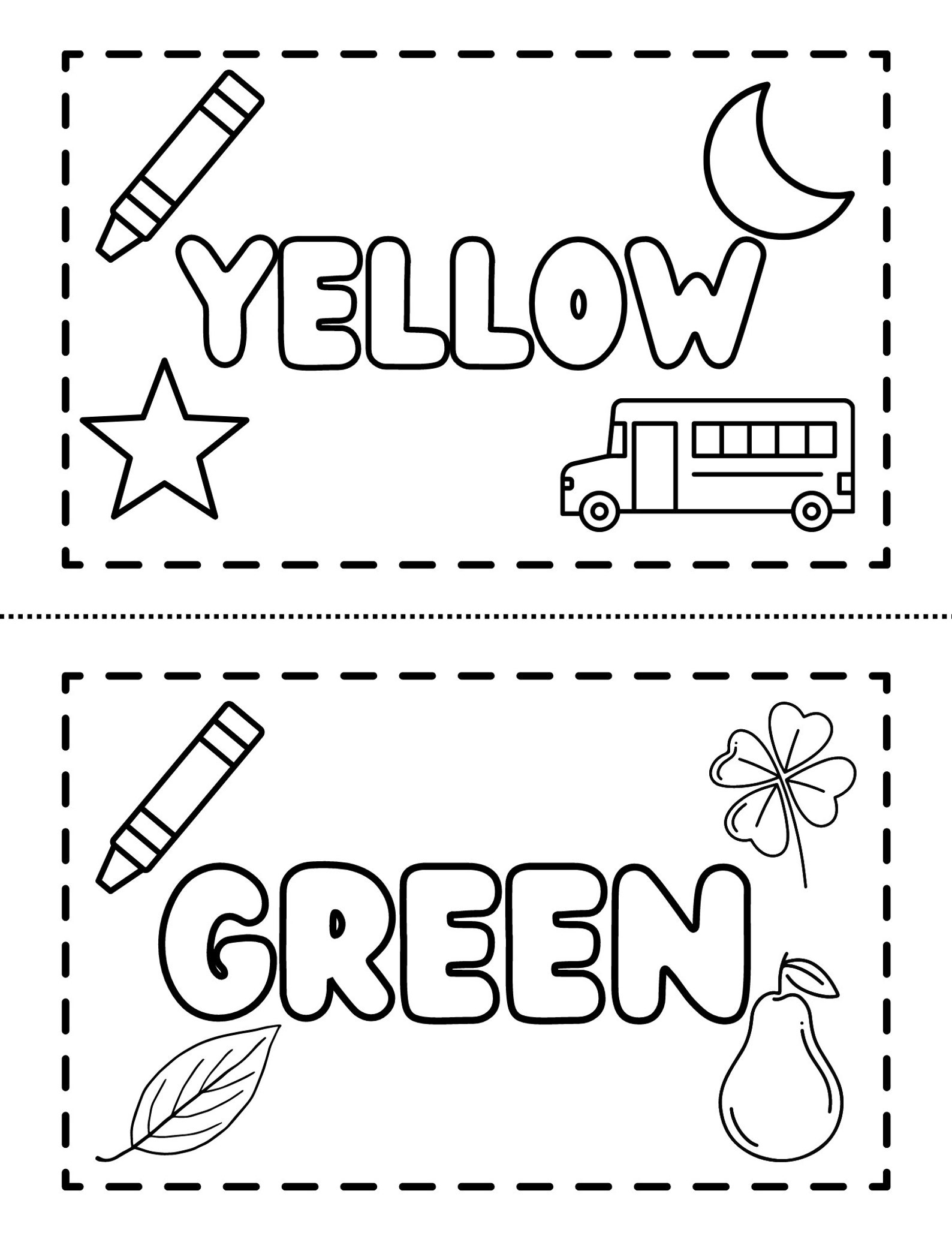 Printable Colors Coloring Half Pages for Toddlers and Kids Learning ...