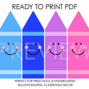 Printable Crayon Classroom Decor - 8 Fun Colors - Instant Download PDF ...