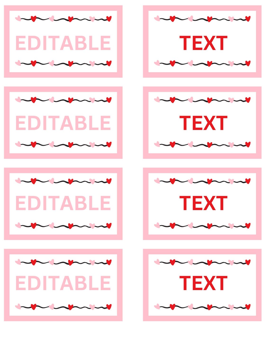 Editable Valentine’s Day Tags | Printable Red & Pink Heart Labels ...