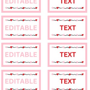 Editable Valentine’s Day Tags | Printable Red & Pink Heart Labels ...