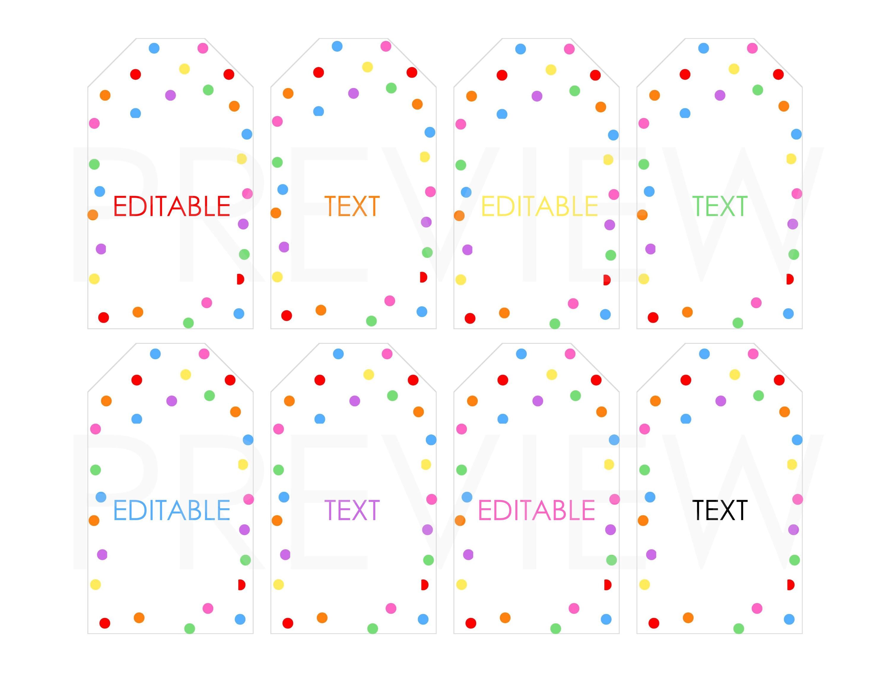 Editable Polka Dot Gift Tags – Printable Confetti Favor Tags – Editable ...