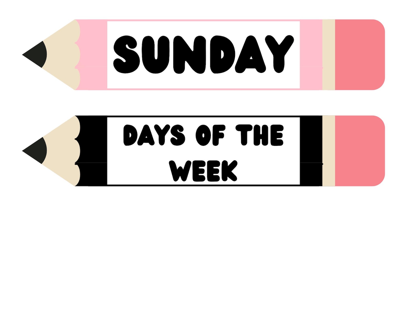 Printable 7 Days of the Week Pencils Display Early Learning Back to ...