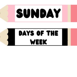 Printable 7 Days of the Week Pencils Display Early Learning Back to ...