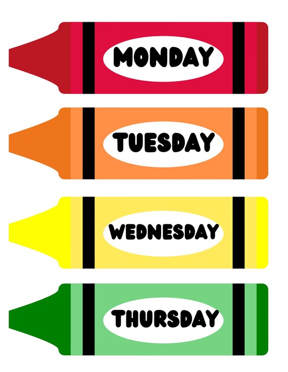 Tarjetas De Los Dias De La Semana Ilustración De Niños Con Tarjetas