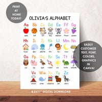 Alphabet Printable Alphabet Girls Print Girls Nursery Art Print ...