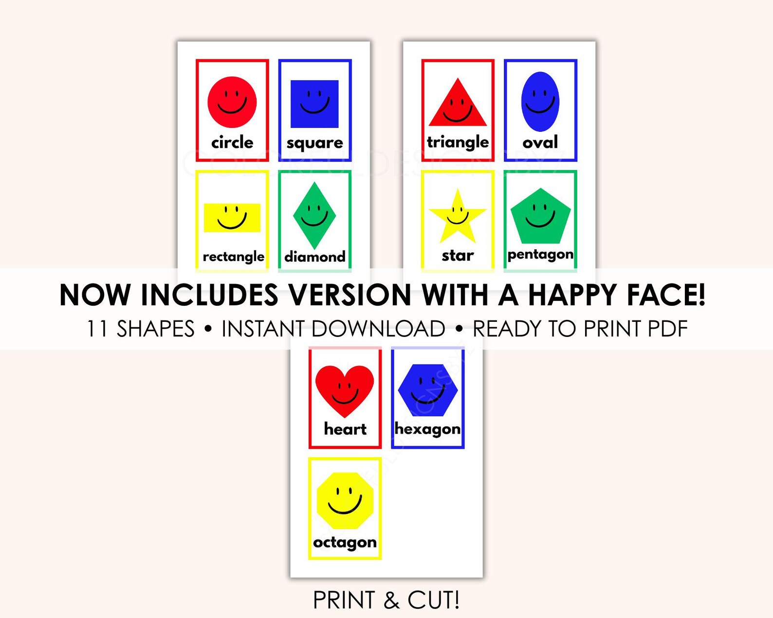 Shapes Flashcards Printable for Toddlers, Preschoolers | Early Learning ...