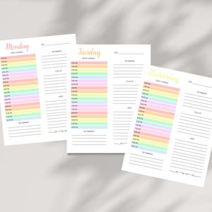 Printable Daily Planner | 7-day Pastel Planner PDF | Hourly Schedule ...
