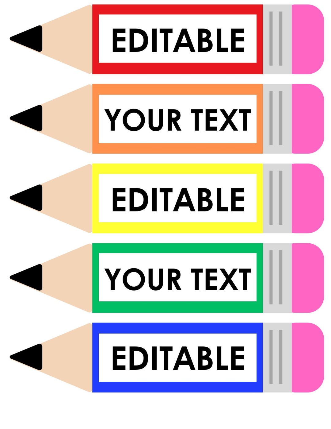 Editable Pencil Labels for Classroom, Homeschool Printable Name Tags ...