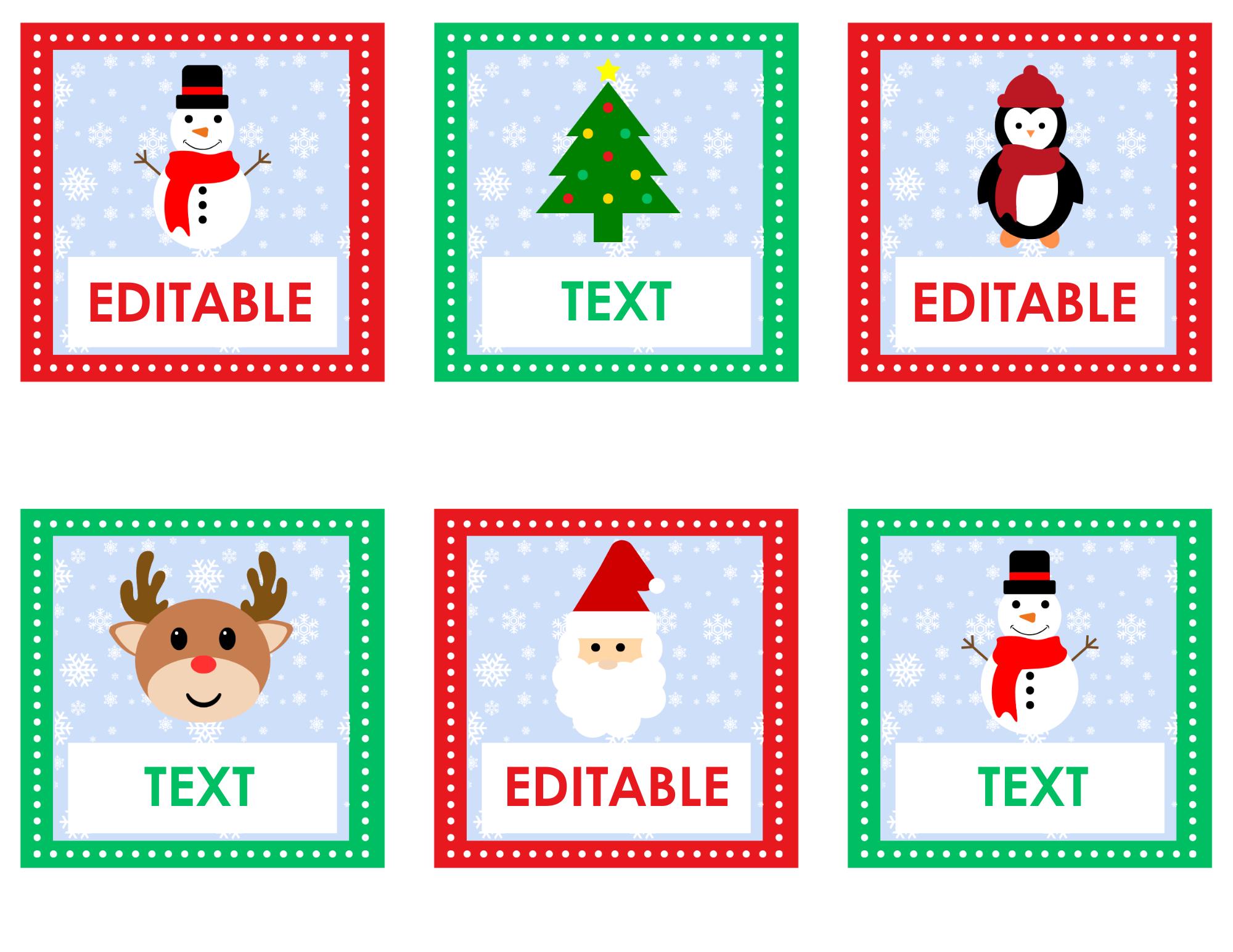 Editable Christmas Labels | Printable Holiday Name Tags | Santa ...