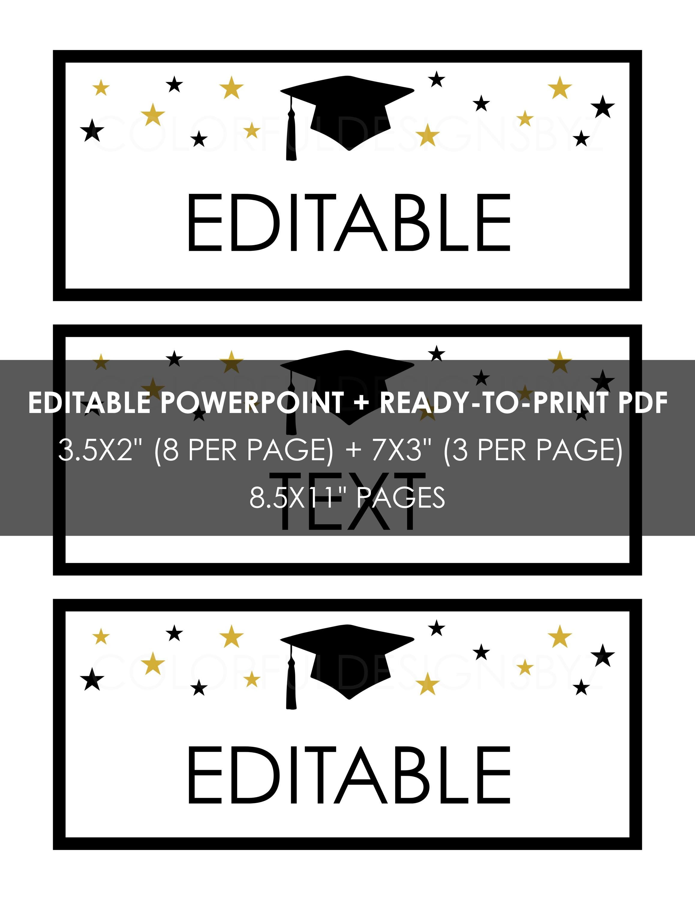 Editable Graduation Labels Template | 3.5x2 + 7x3 | Powerpoint + PDF ...