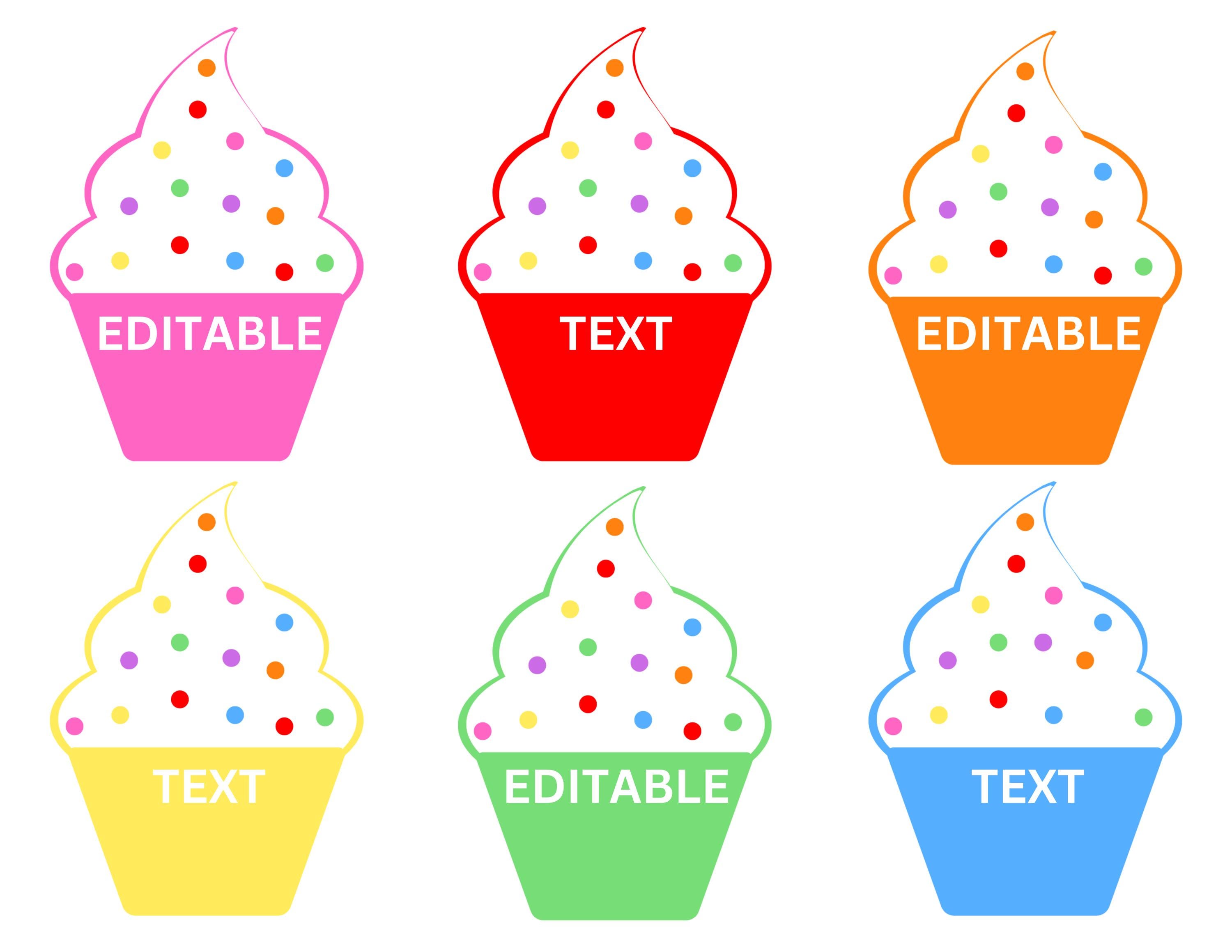 Cupcake Labels - Editable Printable Birthday Party Decor, Party Favor ...