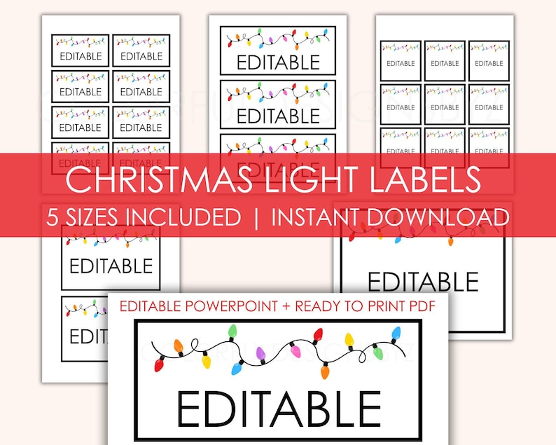 Christmas Lights Editable Labels, Tags & Signs | 5 Sizes Printable ...