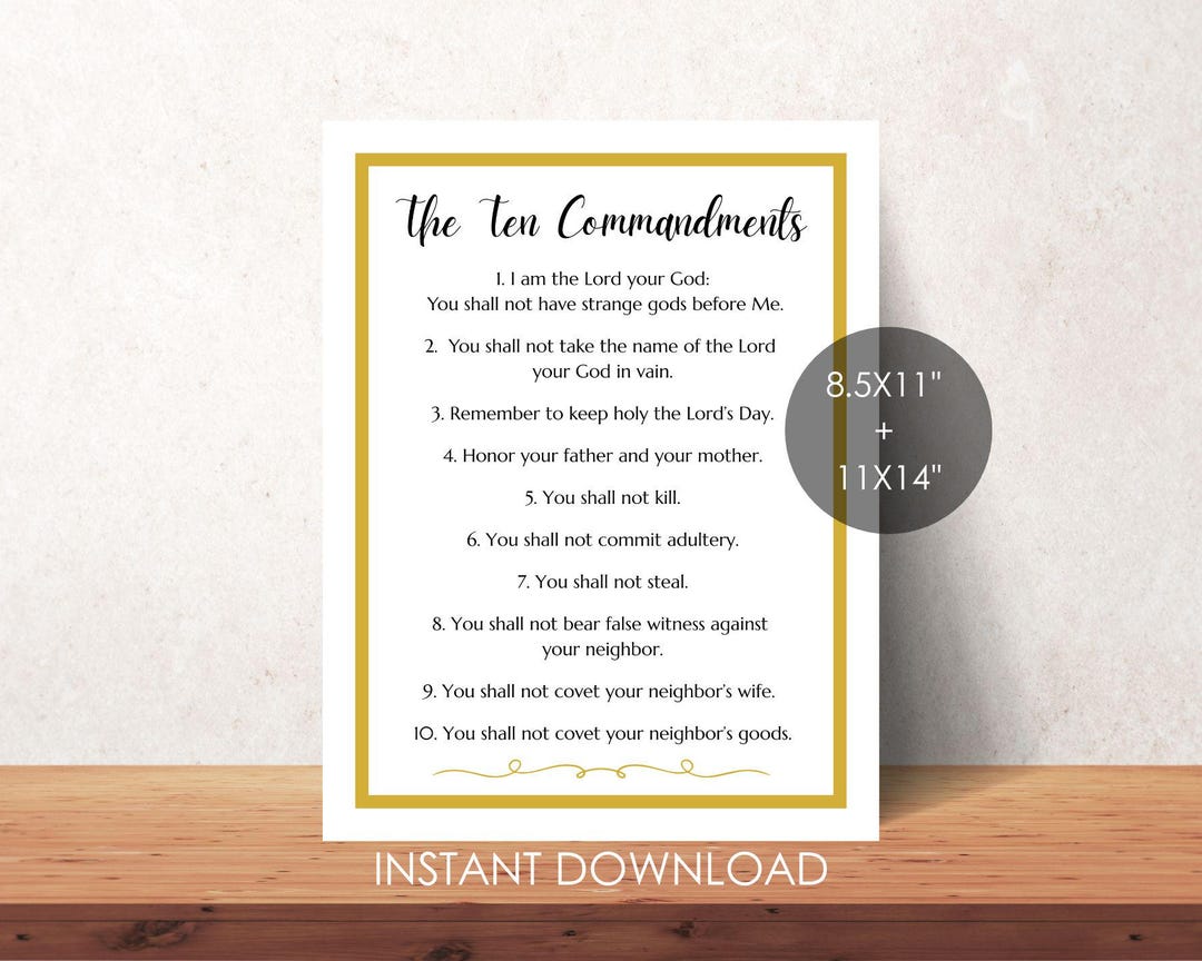 Catholic Ten Commandments Printable Wall Art | English + Spanish ...