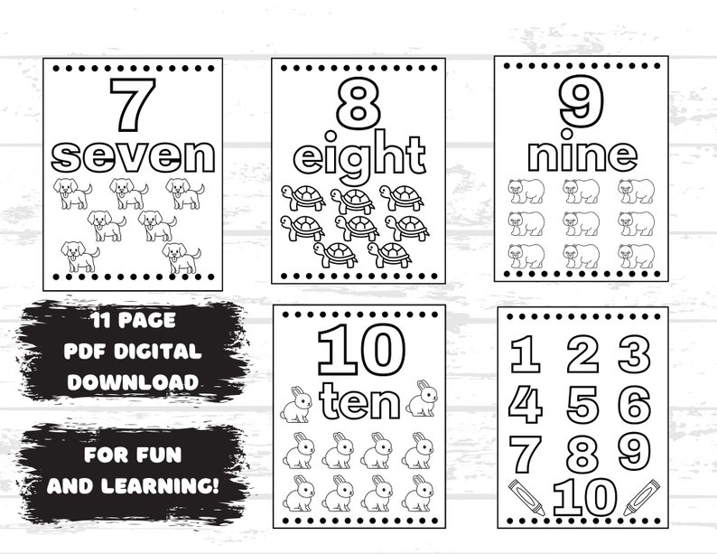 PRINTABLE Numbers 1-10 Coloring Pages for Toddlers and Kids 1-10 ...