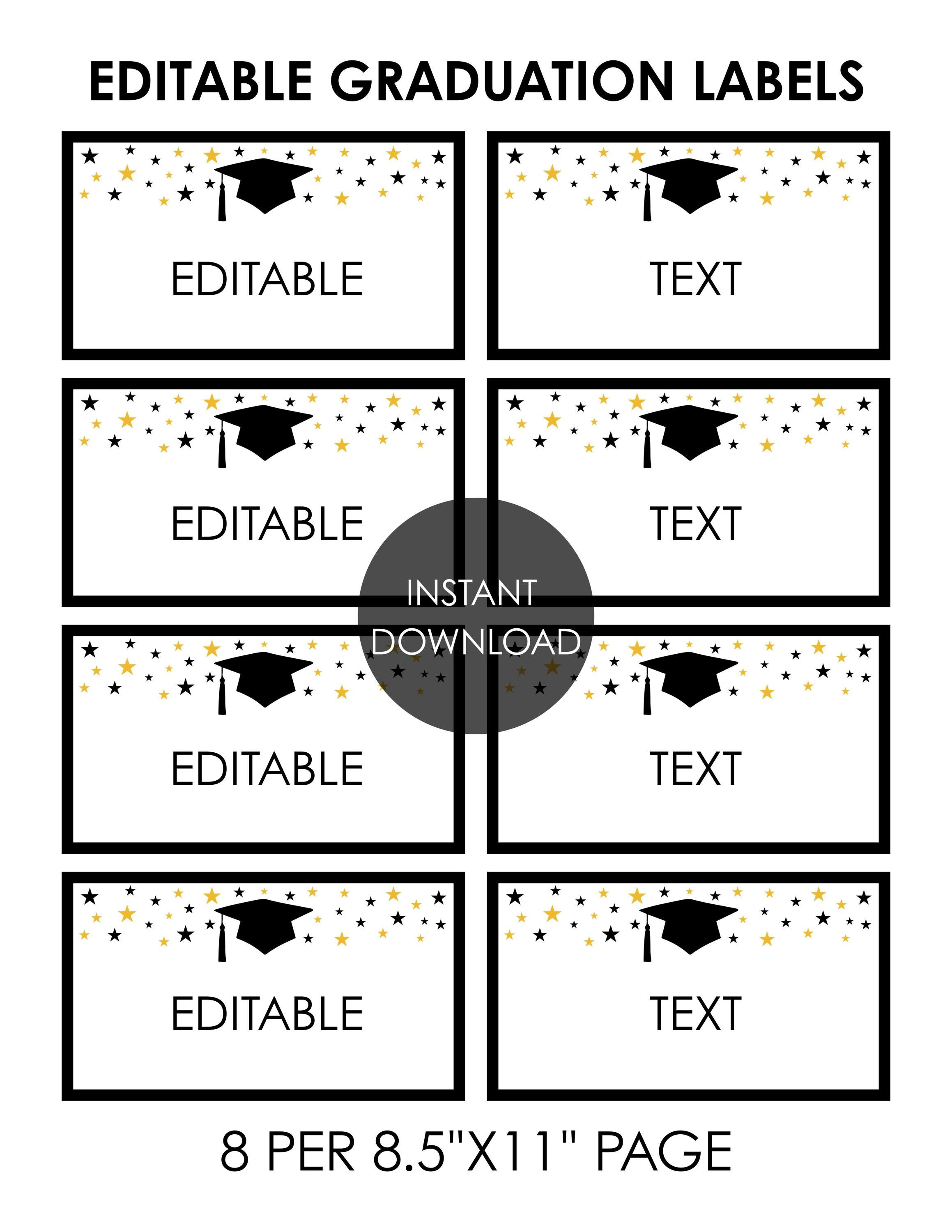 Editable Graduation Labels Template – 8 per Page, 3.5x2 – Instant ...