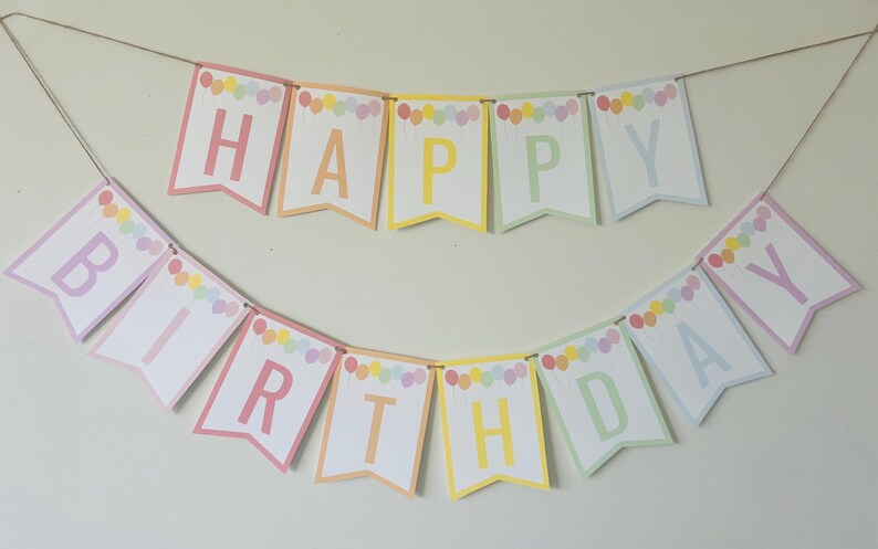 Pastel Rainbow Birthday Banner Printable – Happy Birthday PDF With ...