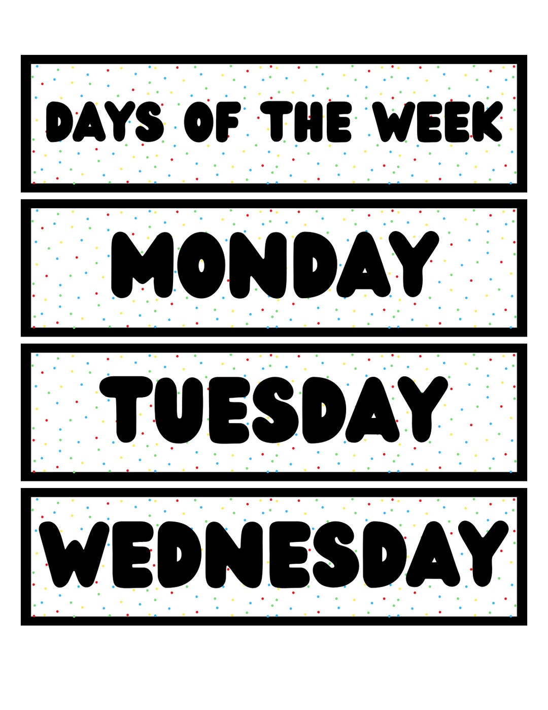 Printable Polka Dot Days & Months Cards Classroom Decor and Learning ...