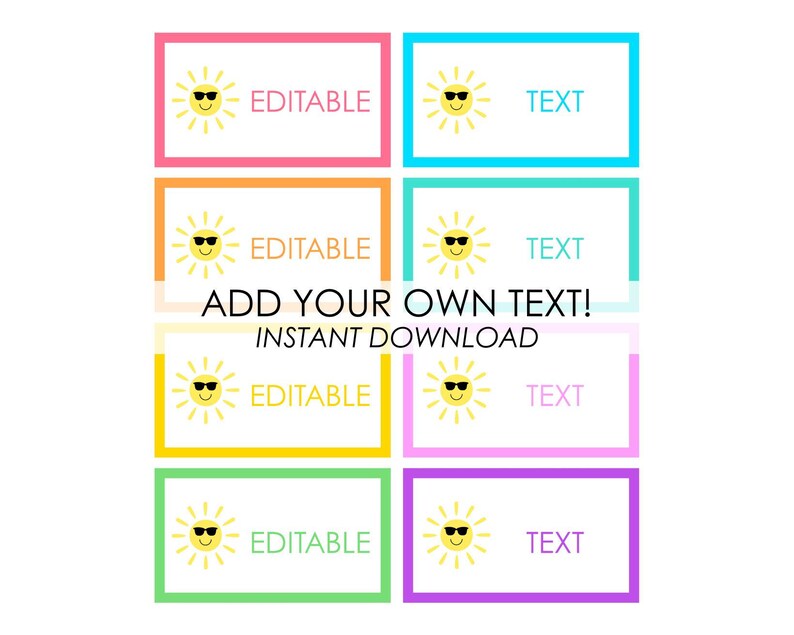 Editable Summer Labels – 3.5x2 Tags, Editable Text Powerpoint + Ready ...