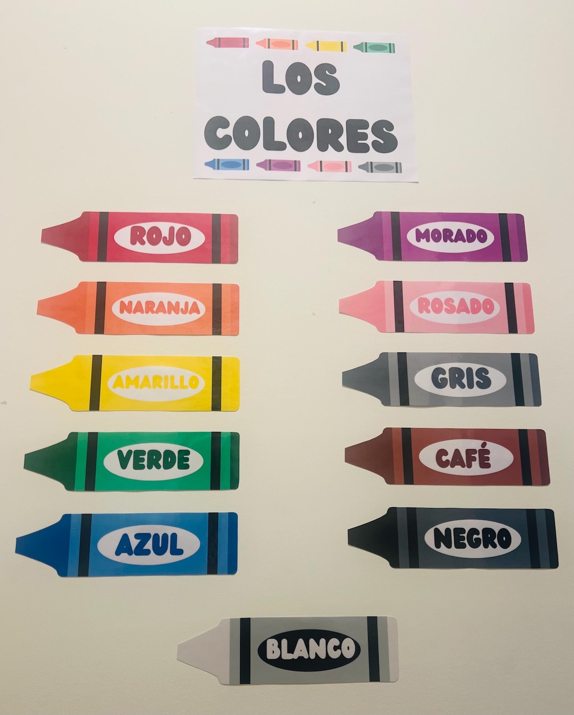 Printable SPANISH Crayon Colors Display | Learning Color Words in ...