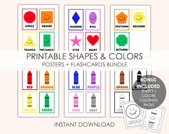 Shapes Classroom Posters: English & Spanish Printable Decor - Etsy