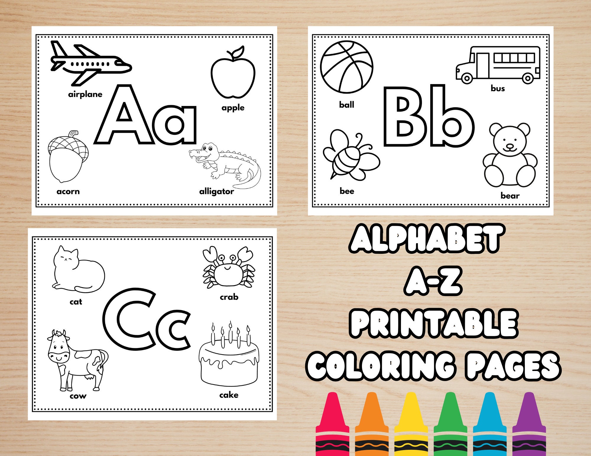 Alphabet A-Z Printable Coloring Pages for Toddlers and Kids Fun and ...