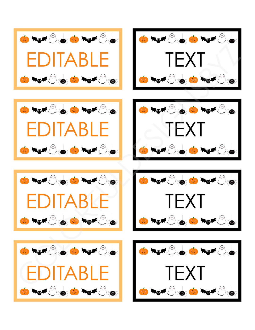 Editable Halloween Labels – Cute Ghost Bat Pumpkin Name Tags or Treat ...