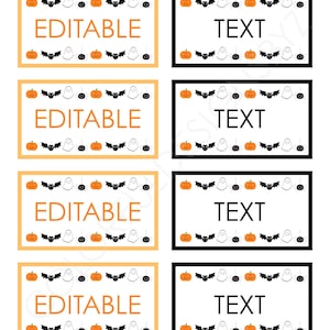 Editable Halloween Labels – Cute Ghost Bat Pumpkin Name Tags or Treat ...