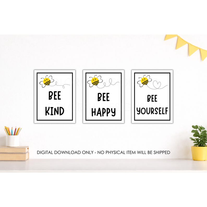 Bee Classroom Wall Art Set Printable | Bee Kind Posters - Etsy