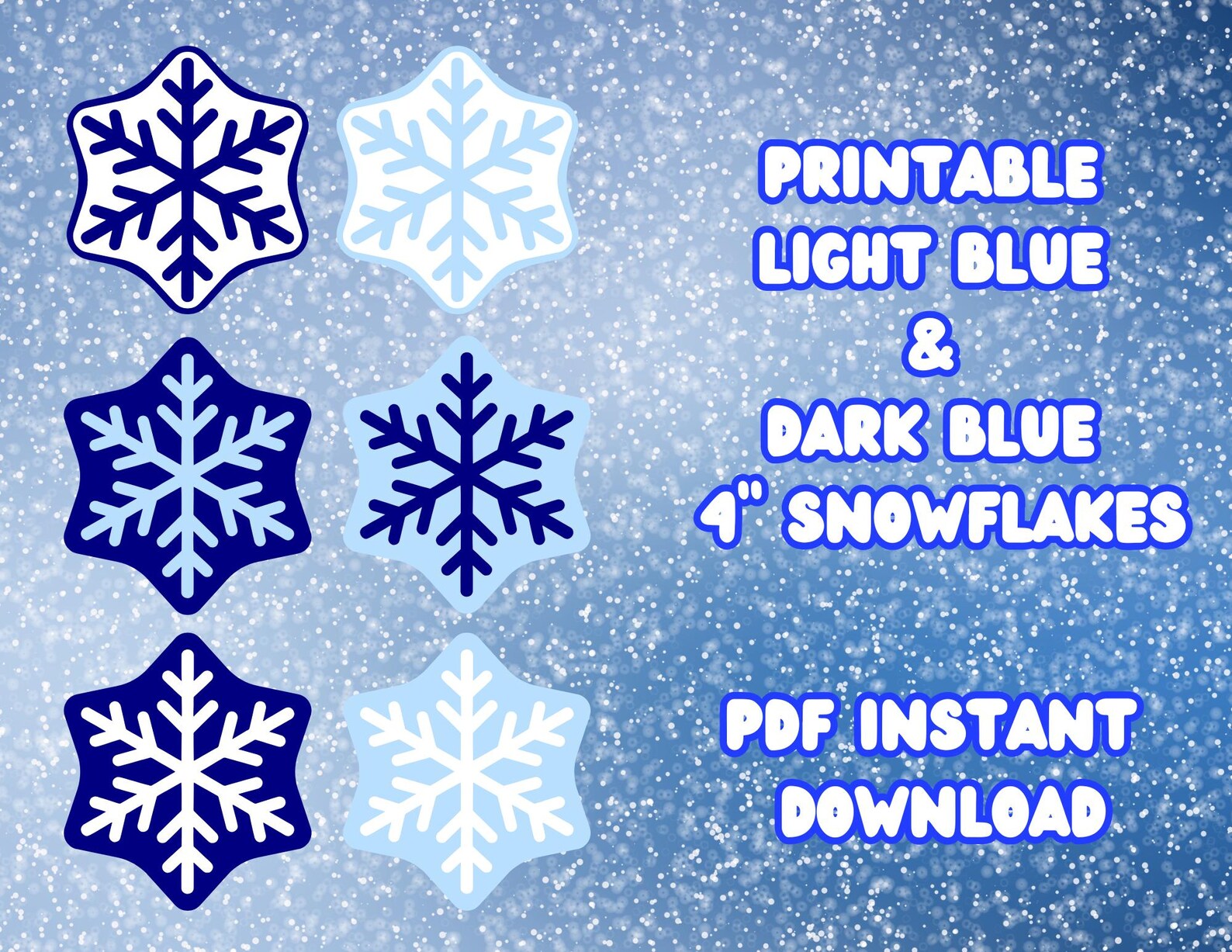 Printable 4-inch Snowflakes Winter Decor & Crafts Ready-to-print PDF ...