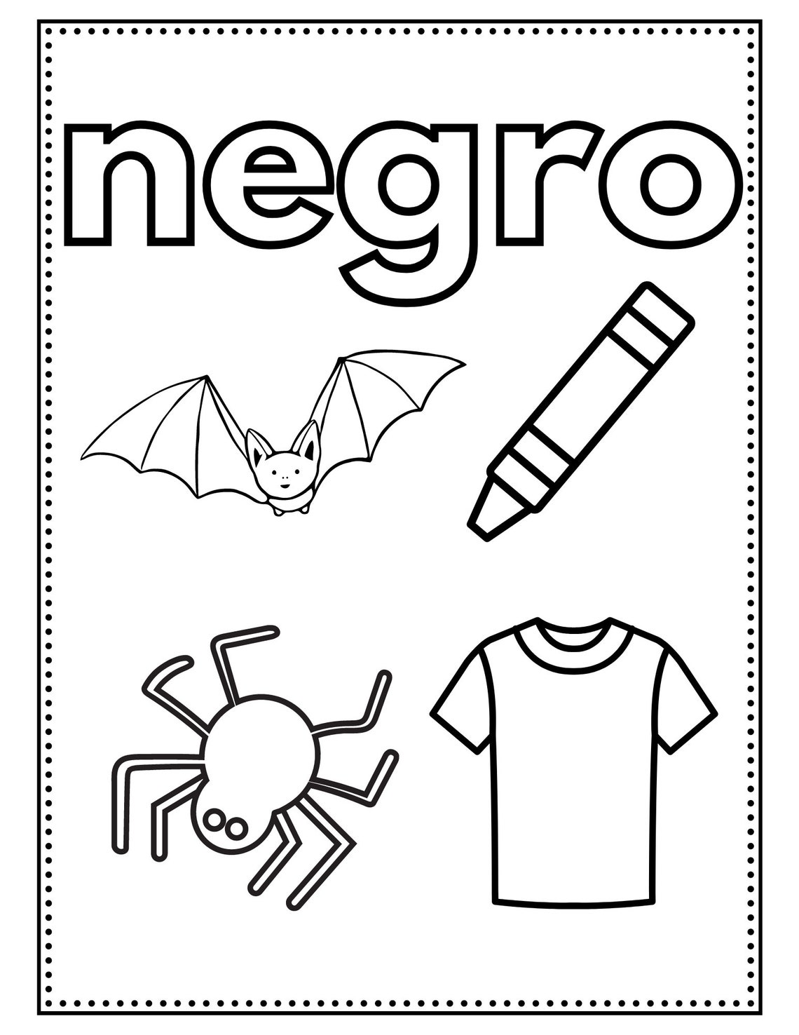 Printable SPANISH Colors Coloring Pages Color Words in SPANISH Fun ...
