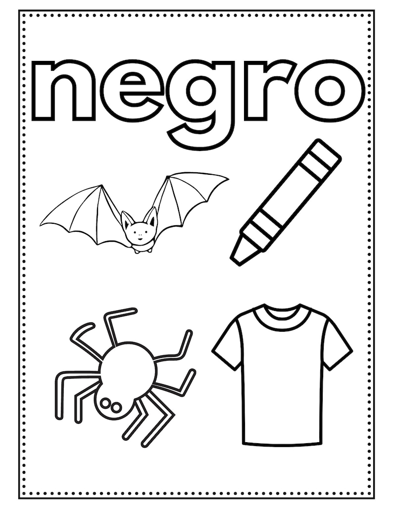 Printable SPANISH Colors Coloring Pages Color Words in SPANISH Fun ...