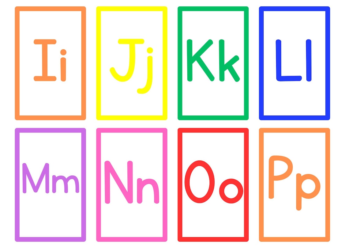 Printable Rainbow Themed Alphabet Cards A to Z Cards Early Learning ...