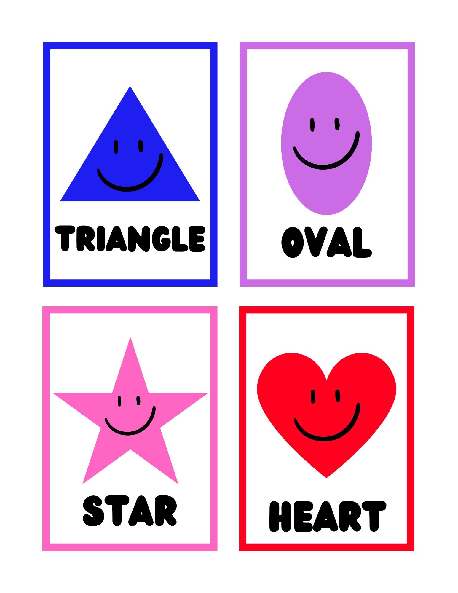 Printable Rainbow Smiley Face Shapes Flashcards Early Learning Learning ...