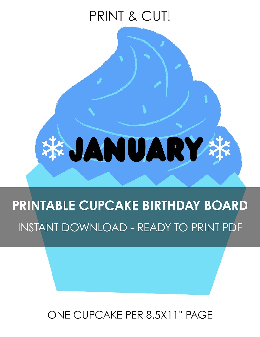 Birthday Board Cupcakes Printable | Colorful Birthday Display for ...