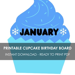 Birthday Board Cupcakes Printable | Colorful Birthday Display for ...